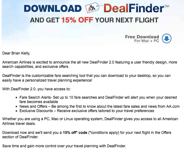 15% Off American Airlines Coupon for Dealfinder Installation - The ...