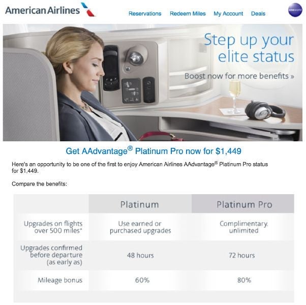 Pay to Move Up from AAdvantage Platinum to Platinum Pro - The Points Guy