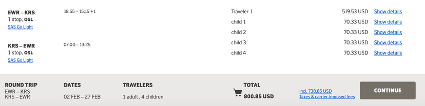 Buy 1 adult ticket on SAS and fly up to 8 kids “free” - The Points Guy