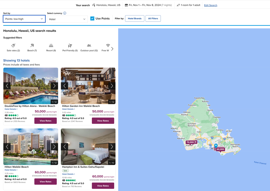 Quick Points: How to search for hotels when using free night award ...