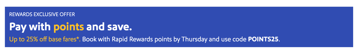 Southwest promo code awards 25% off some Rapid Rewards bookings in 2025 ...