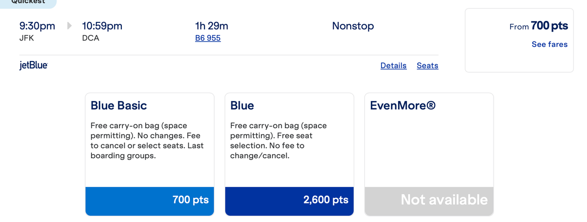JetBlue now allows Blue Basic award redemptions — with tickets as low ...