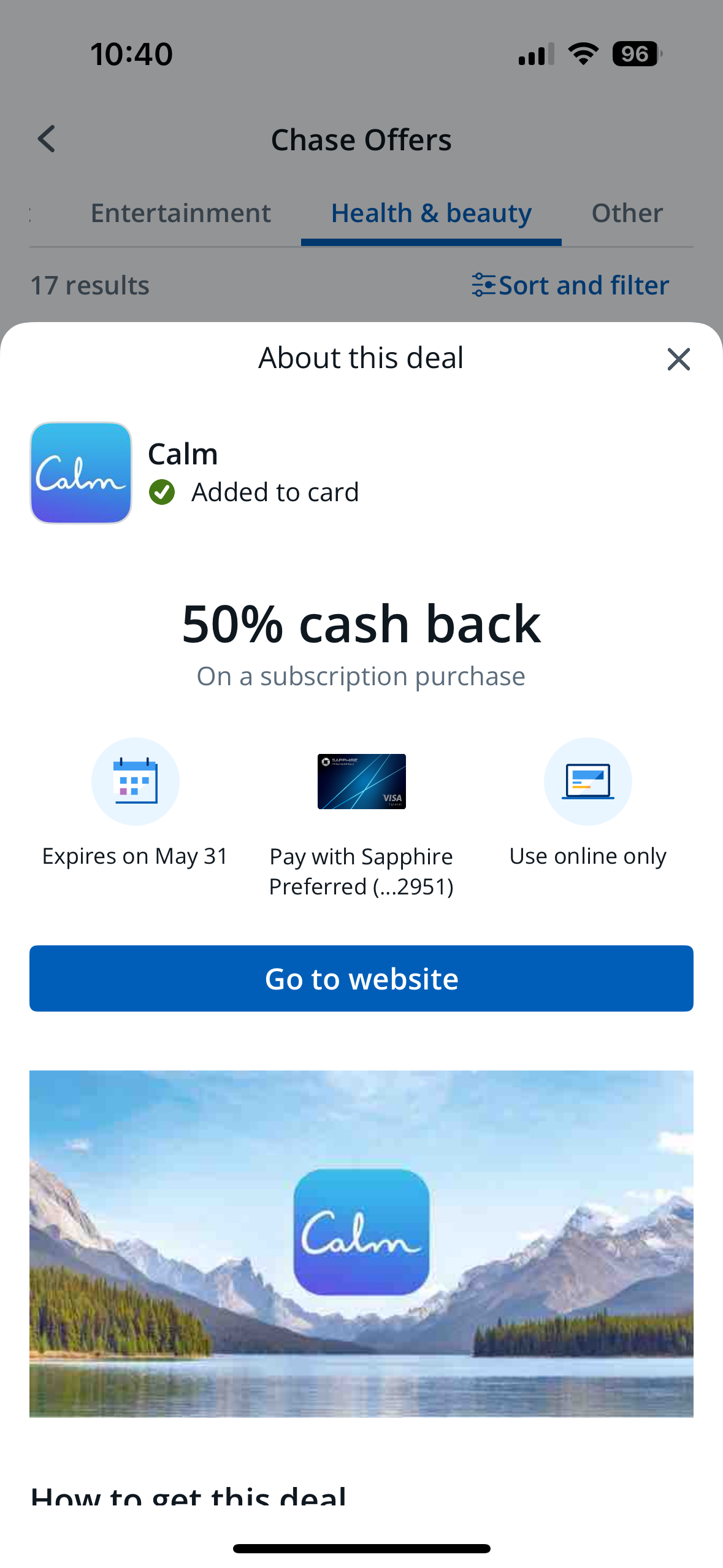 Free Calm app deal for Chase Sapphire Reserve and Preferred cardholders ...
