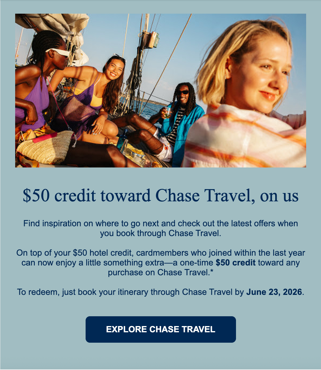 Attention Chase Sapphire Preferred cardholders: Check to see if you received a $50 Chase Travel ...