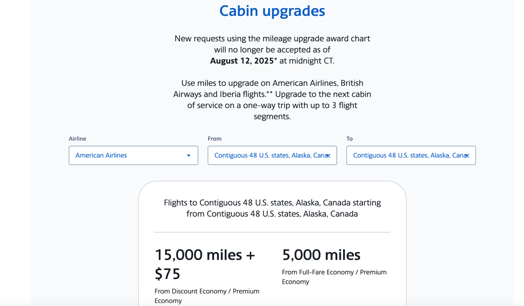 No more mileage award upgrade chart as American Airlines unveils ...