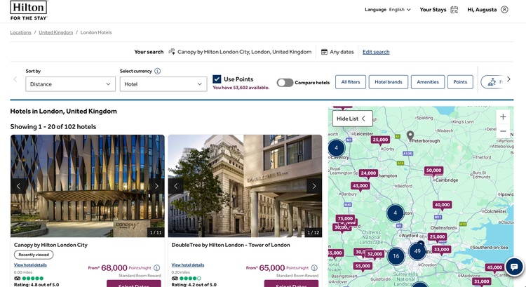 How I redeemed Hilton Honors points for my first hotel stay London ...