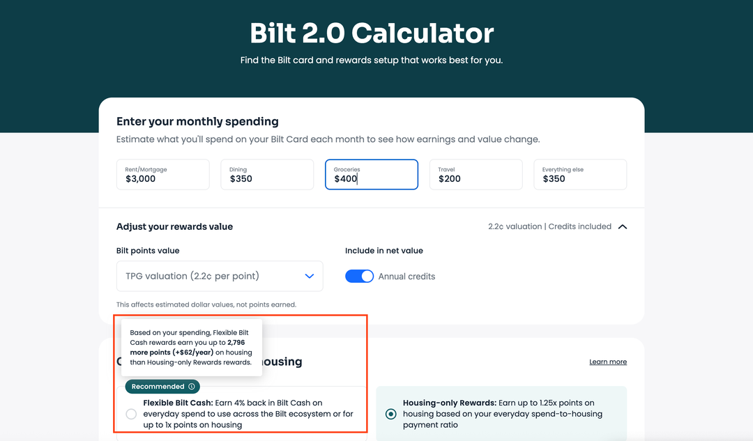 New TPG Bilt calculator helps you easily maximize the Bilt 2.0 program ...